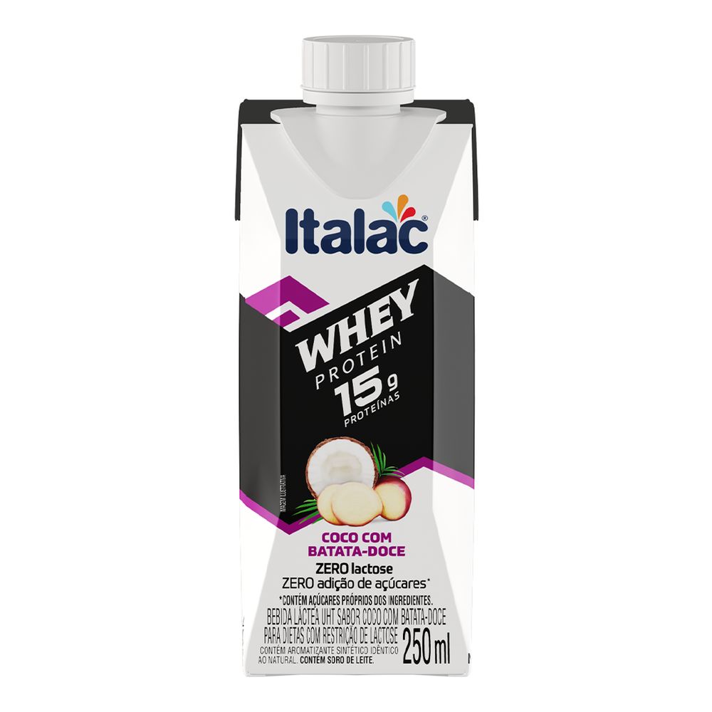 Bebida Láctea UHT Coco com Batata Doce Zero Lactose Whey Protein Italac ...
