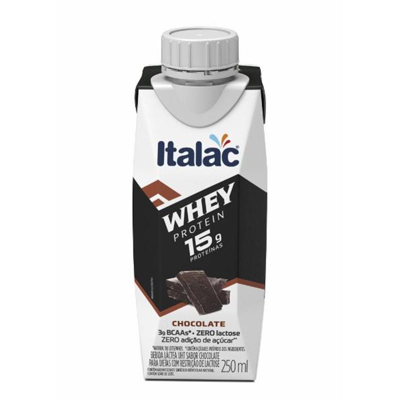 Bebida Láctea UHT Chocolate Zero Lactose Whey Protein Italac Caixa 250ml Bebida Láctea UHT Chocolate Zero Lactose Whey Protein Italac Caixa 250ml